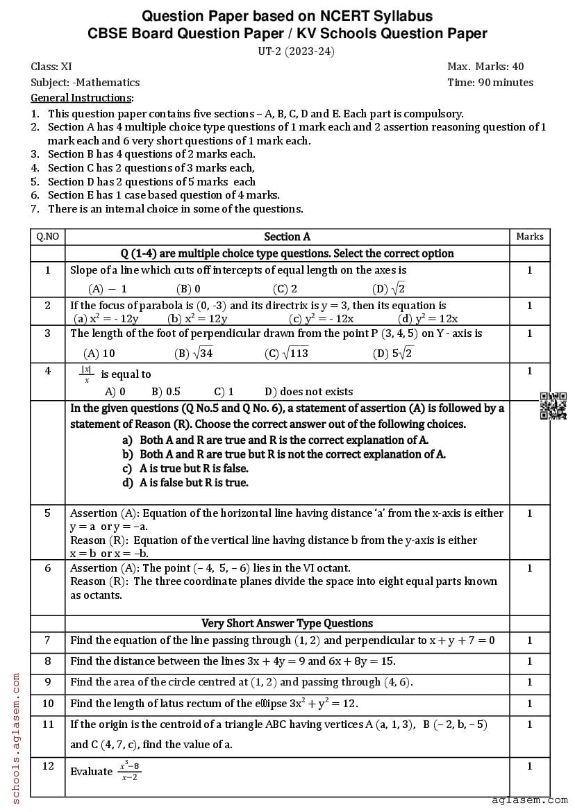 Class 11 PT 2 Question Paper Maths 2024-25 PDF | Download Periodic Test ...