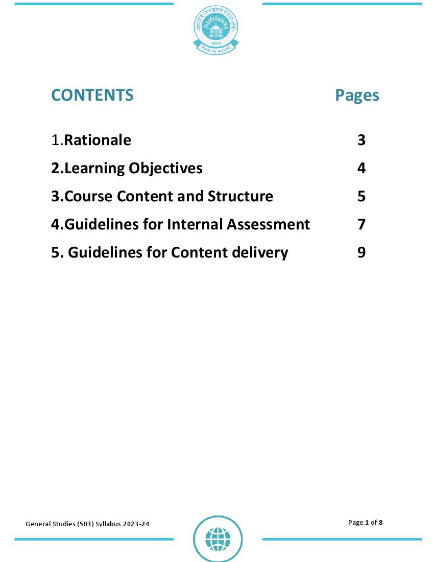 CBSE Class 11 General Studies Syllabus 2023 24 PDF Download Here CBSE Class 11 General Studies Syllabus 2023 24 PDF Download Here