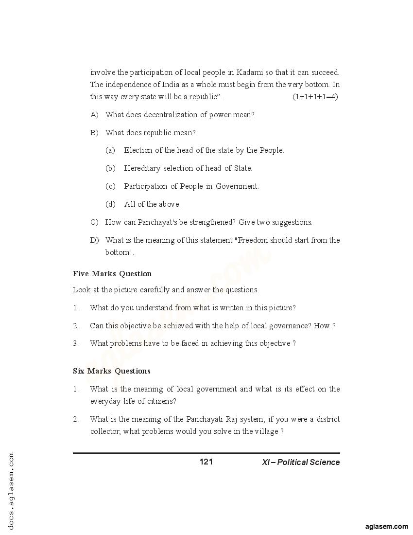 Class 11 Political Science Notes for Local Government (PDF) - Study ...