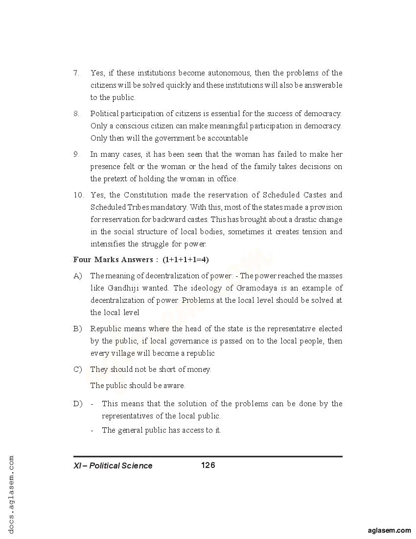 Class 11 Political Science Notes for Local Government (PDF) - Study ...