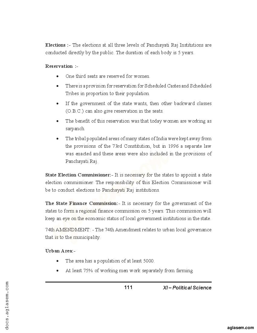 Class 11 Political Science Notes for Local Government (PDF) - Study ...
