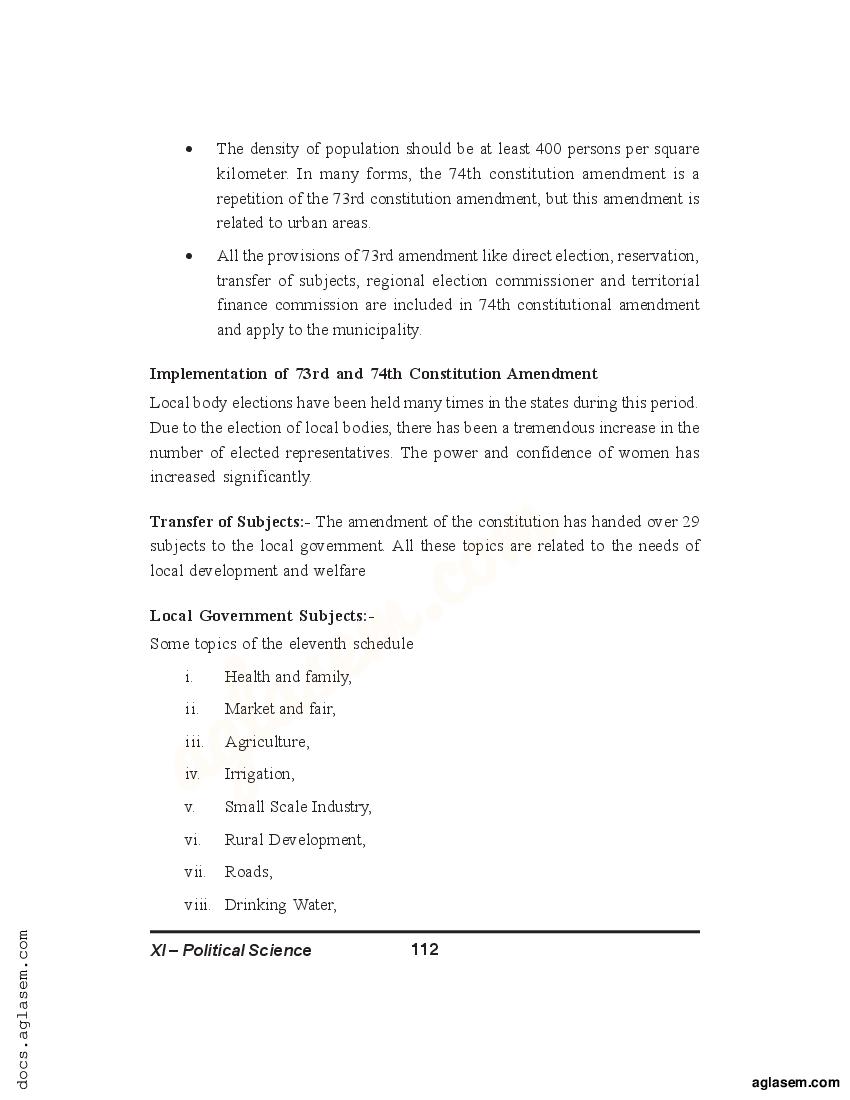 Class 11 Political Science Notes for Local Government (PDF) - Study ...