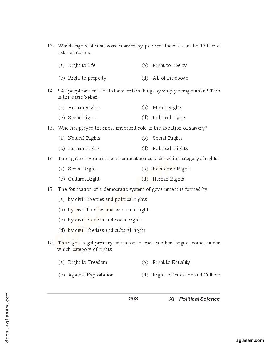 Class 11 Political Science Notes for Rights (PDF) - Study Material ...