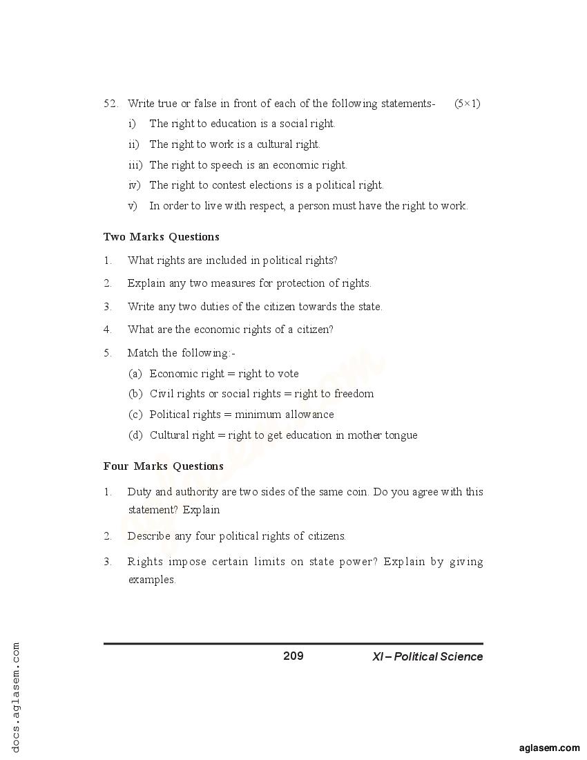 Class 11 Political Science Notes for Rights (PDF) - Study Material ...