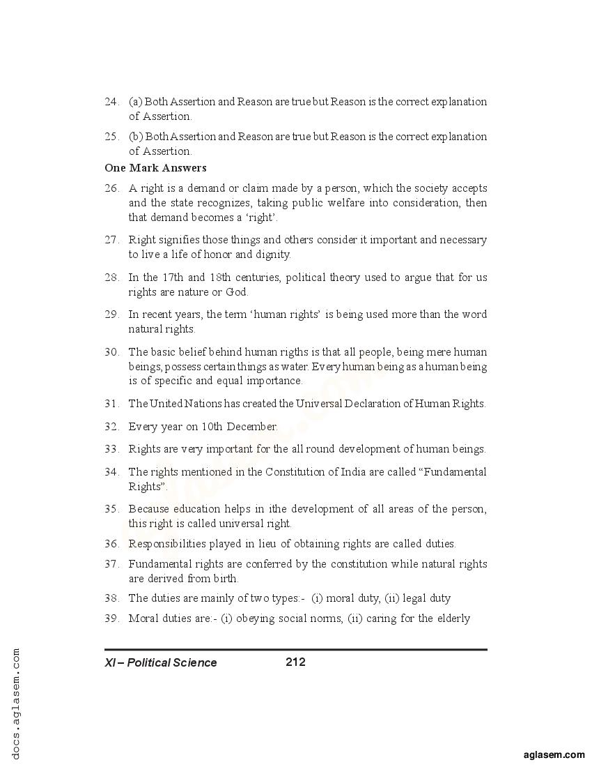 Class 11 Political Science Notes for Rights (PDF) - Study Material ...