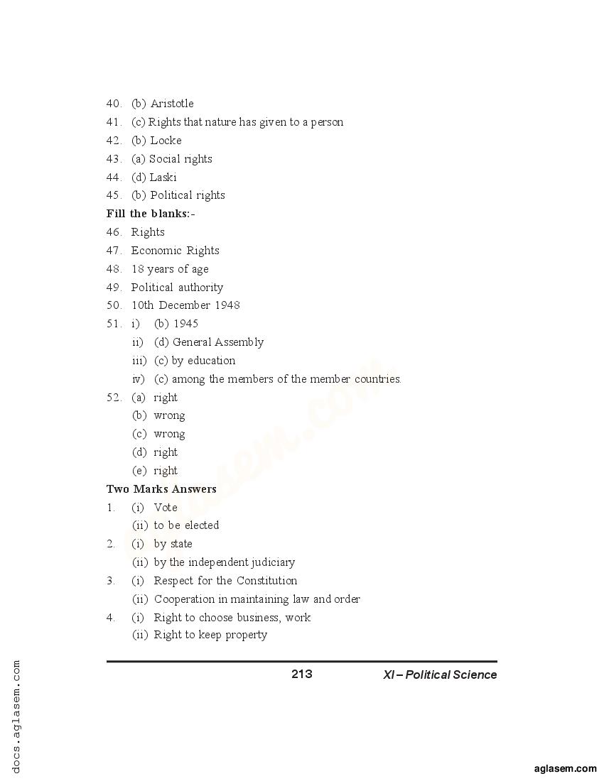 Class 11 Political Science Notes for Rights (PDF) - Study Material ...