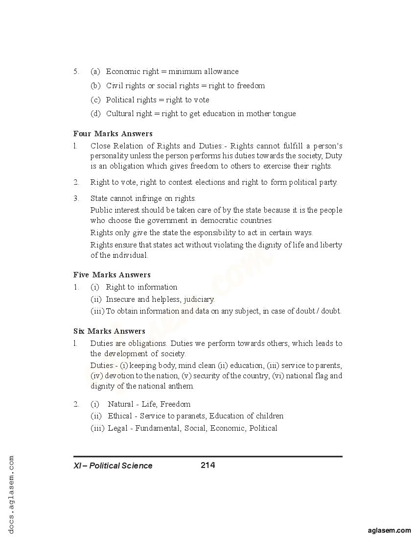 Class 11 Political Science Notes for Rights (PDF) - Study Material ...
