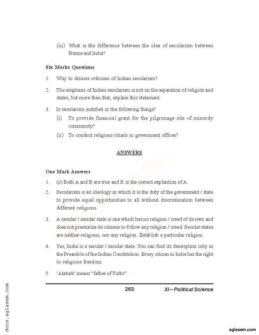 Class 11 Political Science Notes for Secularism (PDF) - Study Material ...