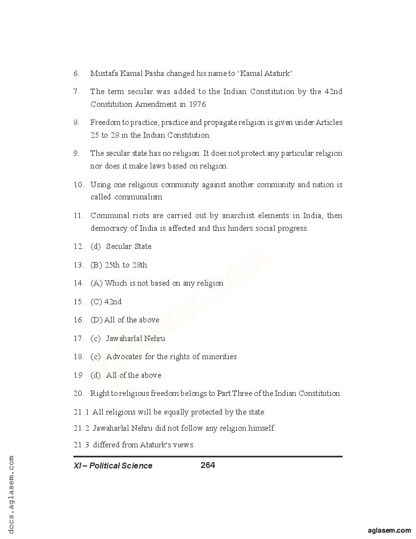 Class 11 Political Science Notes for Secularism (PDF) - Study Material ...