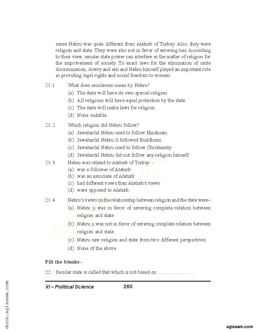 Class 11 Political Science Notes for Secularism (PDF) - Study Material ...