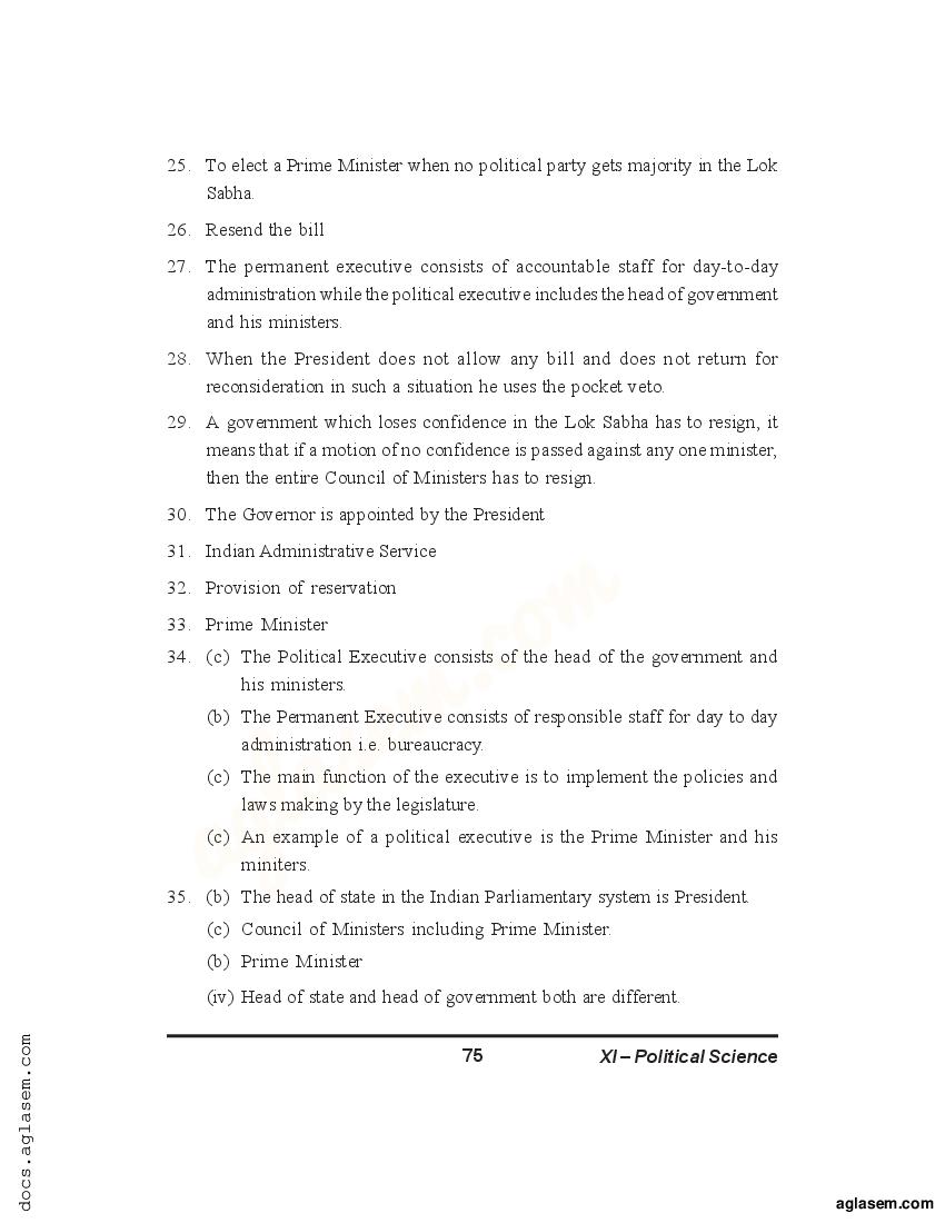 Class 11 Political Science Notes for The Executive (PDF) - Study ...