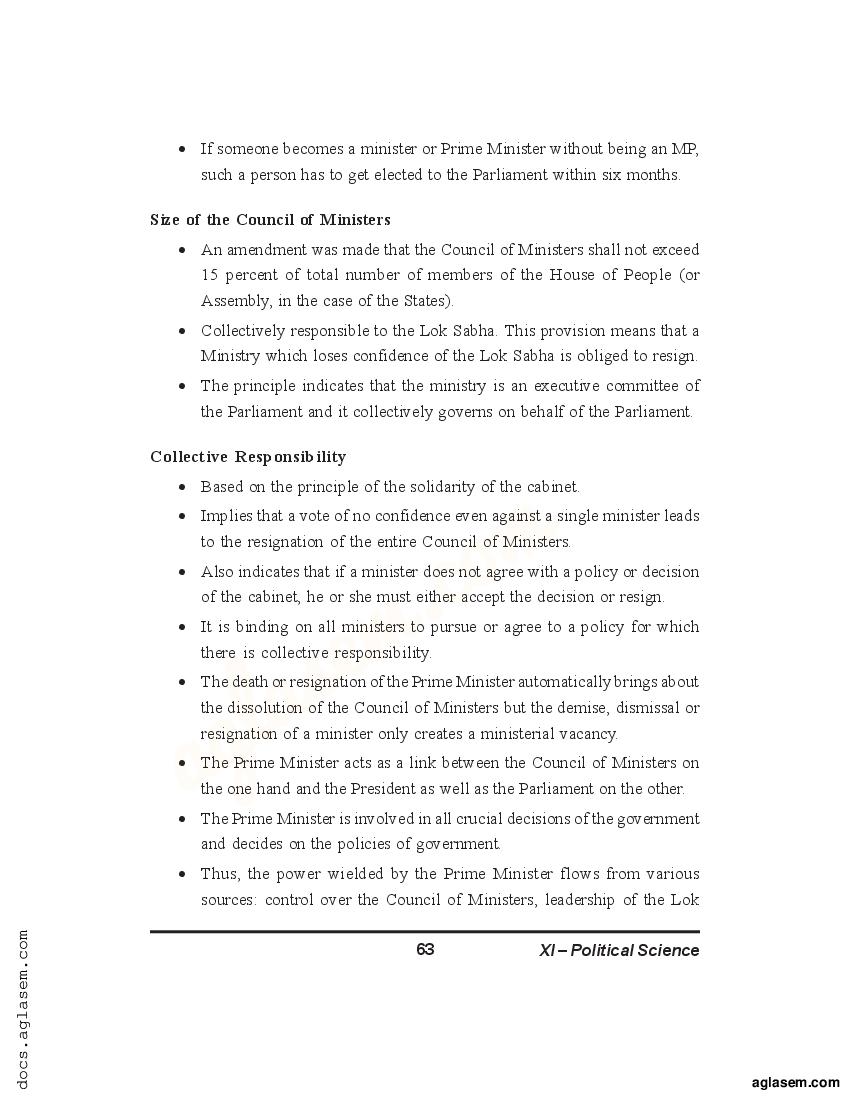 Class 11 Political Science Notes for The Executive (PDF) - Study ...