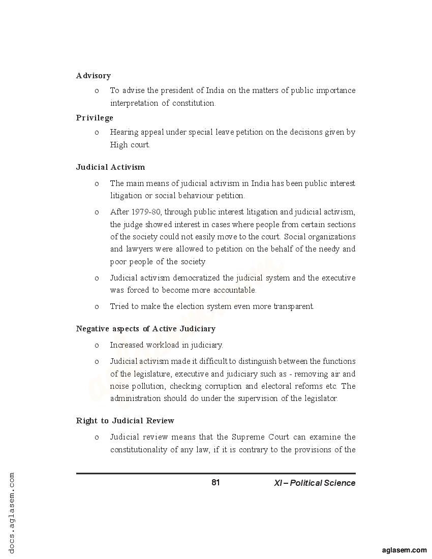 Class 11 Political Science Notes for The Judiciary (PDF) - Study ...