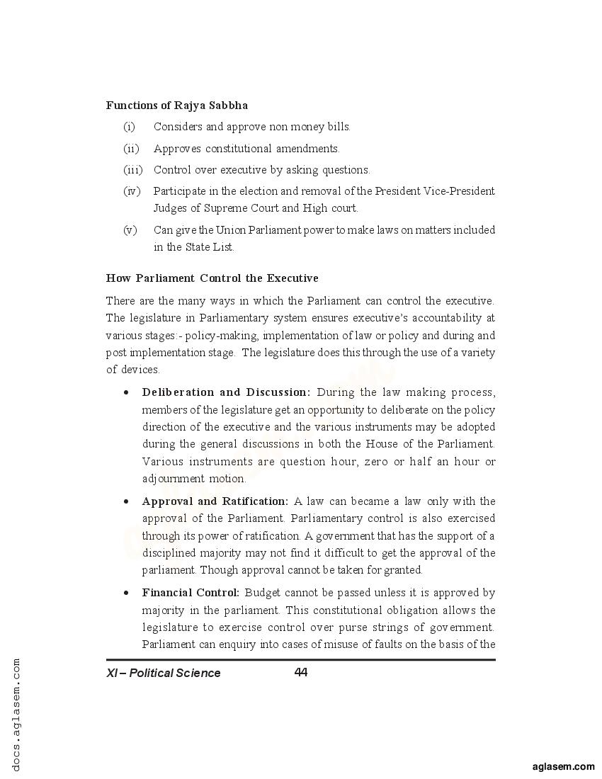 Class 11 Political Science Notes for The Legislature (PDF) - Study ...