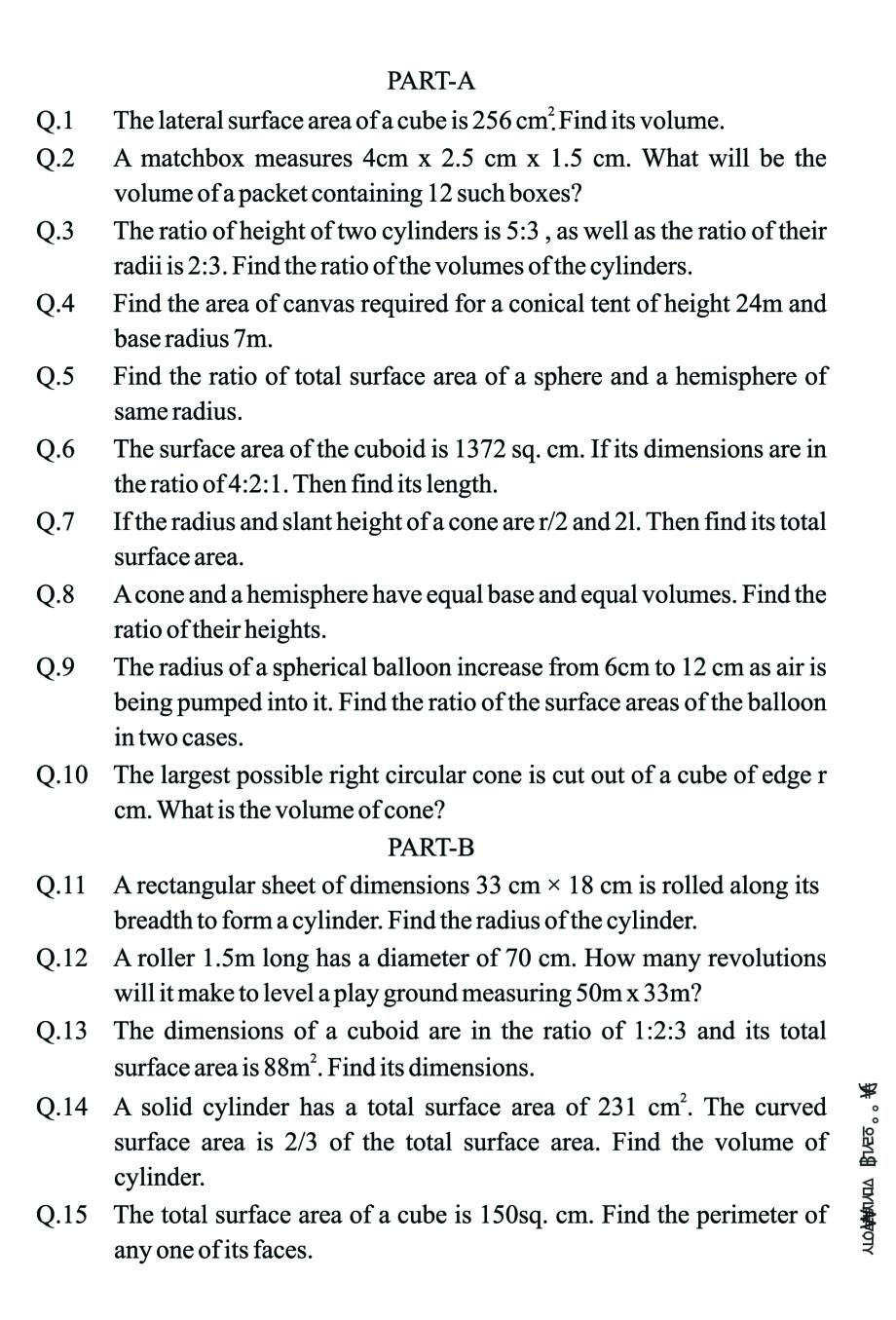 Class 9 Maths Surface Area And Volumes Notes All Important Notes
