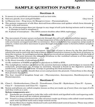 CBSE Class 11 Sample Paper for Biology Set d