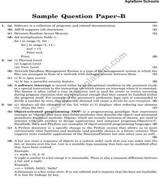 CBSE Class 11 Sample Paper for Computer Science Set b