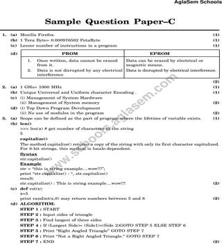 CBSE Class 11 Sample Paper for Computer Science Set c