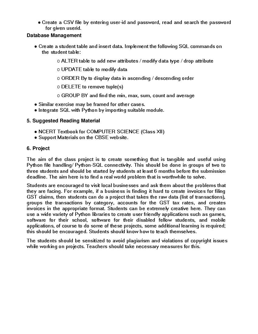Edudel Syllabus Class 12 Computer Science 2025 (PDF) - AglaSem