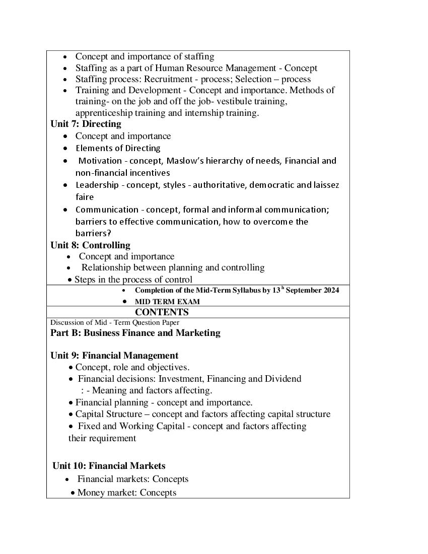 Edudel Syllabus Class 12 Business Studies 2025 (PDF) - AglaSem