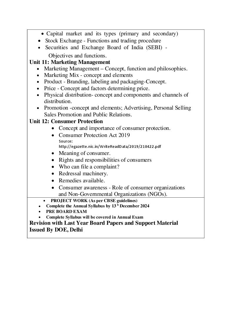 Edudel Syllabus Class 12 Business Studies 2025 (PDF) - AglaSem