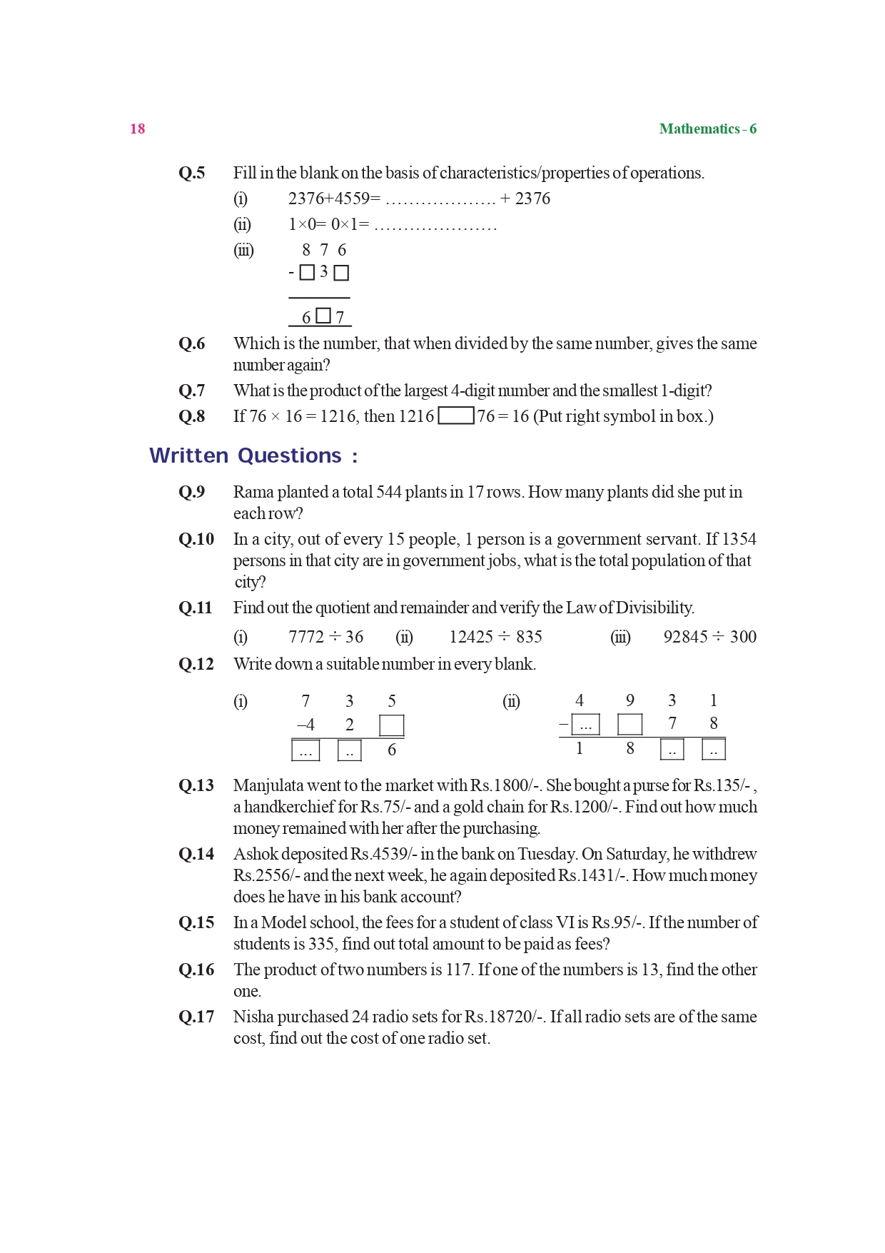 CGBSE Class 6th Maths Book PDF In English Medium Download Online CGBSE Class 6th Maths Book PDF In English Medium Download Online