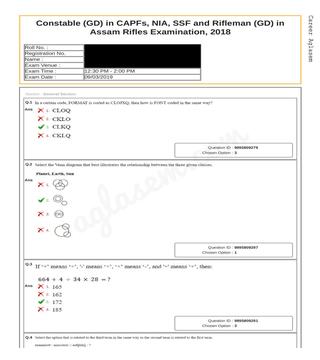 SSC GD Constable 2018 Question Paper with Answers 09 March 2019 Shift 2
