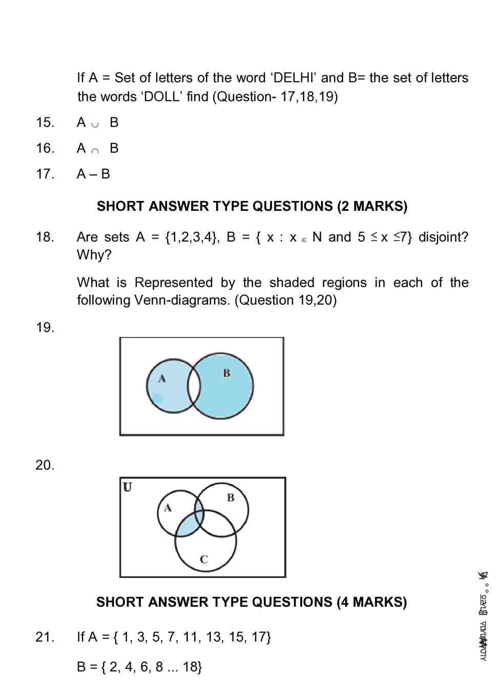 Class 11 Maths Notes For Sets