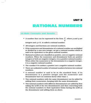 NCERT Exemplar Class 07 Maths Unit 8 Rationals Numbers