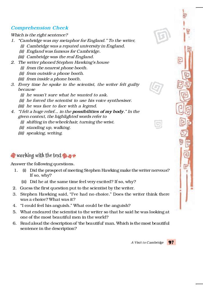 NCERT Book Class 8 English Honeydew Chapter 7 A Visit To Cambridge