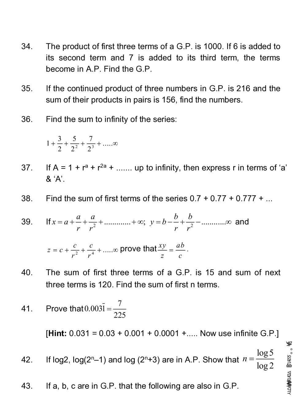 Class 11 Maths Sequences And Series Notes All Important Notes