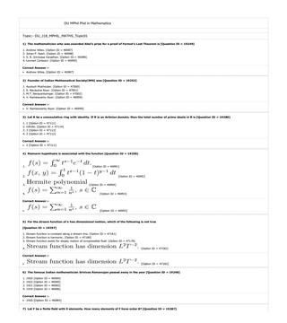 DUET 2018 Question Paper for DU MPhil Phd in Mathematics