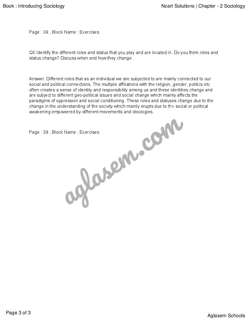NCERT Solutions For Class 11 Sociology Chapter 2 Terms Concepts And