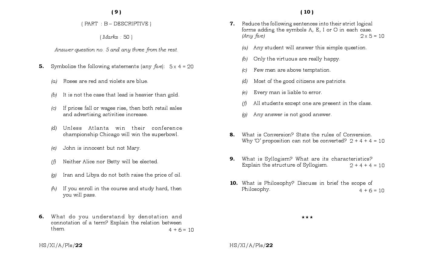 Meghalaya Board MBOSE Class 11 Question Paper For Philosophy PDF Meghalaya Board MBOSE Class 11 Question Paper For Philosophy PDF