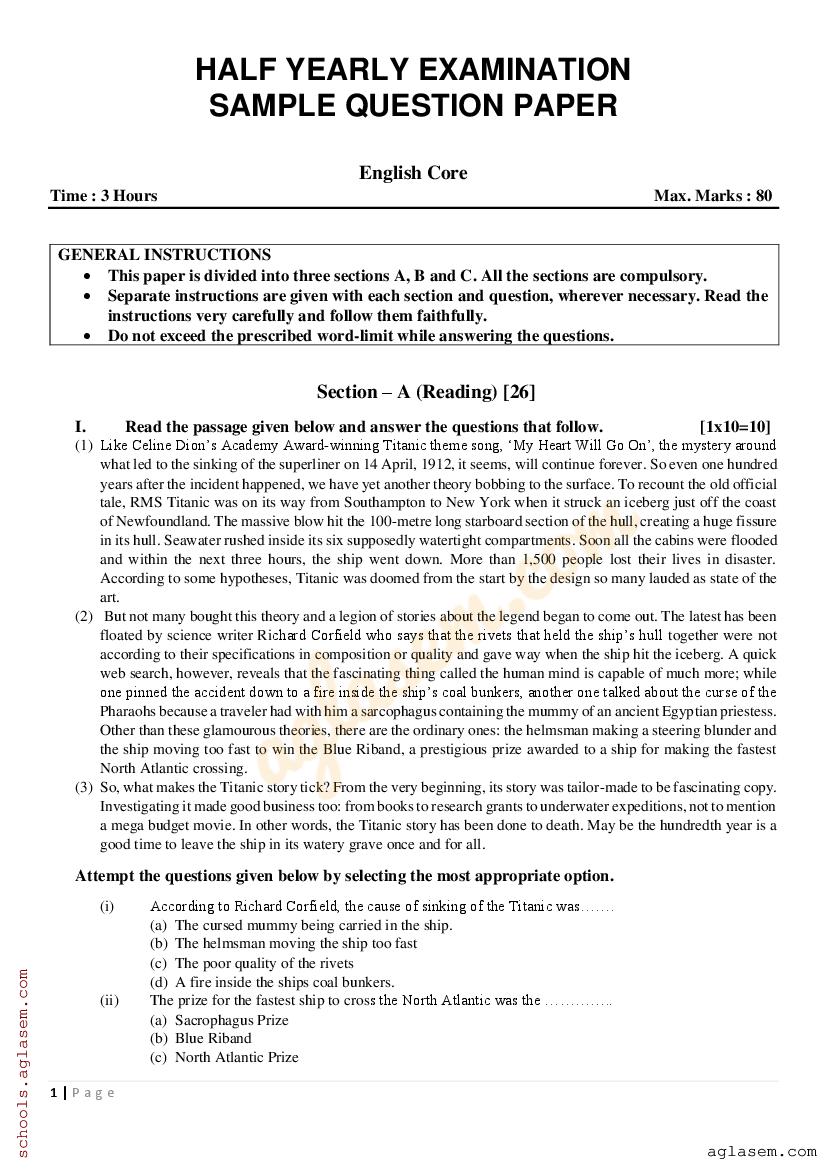 Class 11 English Sample Paper Half Yearly 2024 25 11th English Half Class 11 English Sample Paper Half Yearly 2024 25 11th English Half
