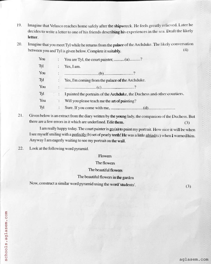Class 8 English Onam Exam Question Paper 2024 PDF Kerala Std 8