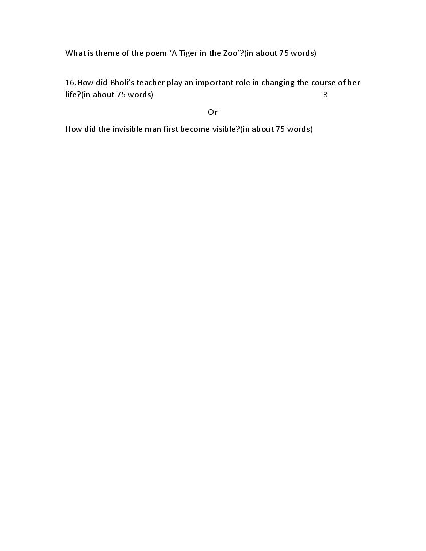 MP Board 10th English Model Paper 2023 PDF MP Board Class 10 Sample