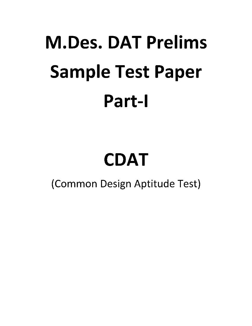 NID Sample Paper 2022 for M.Des