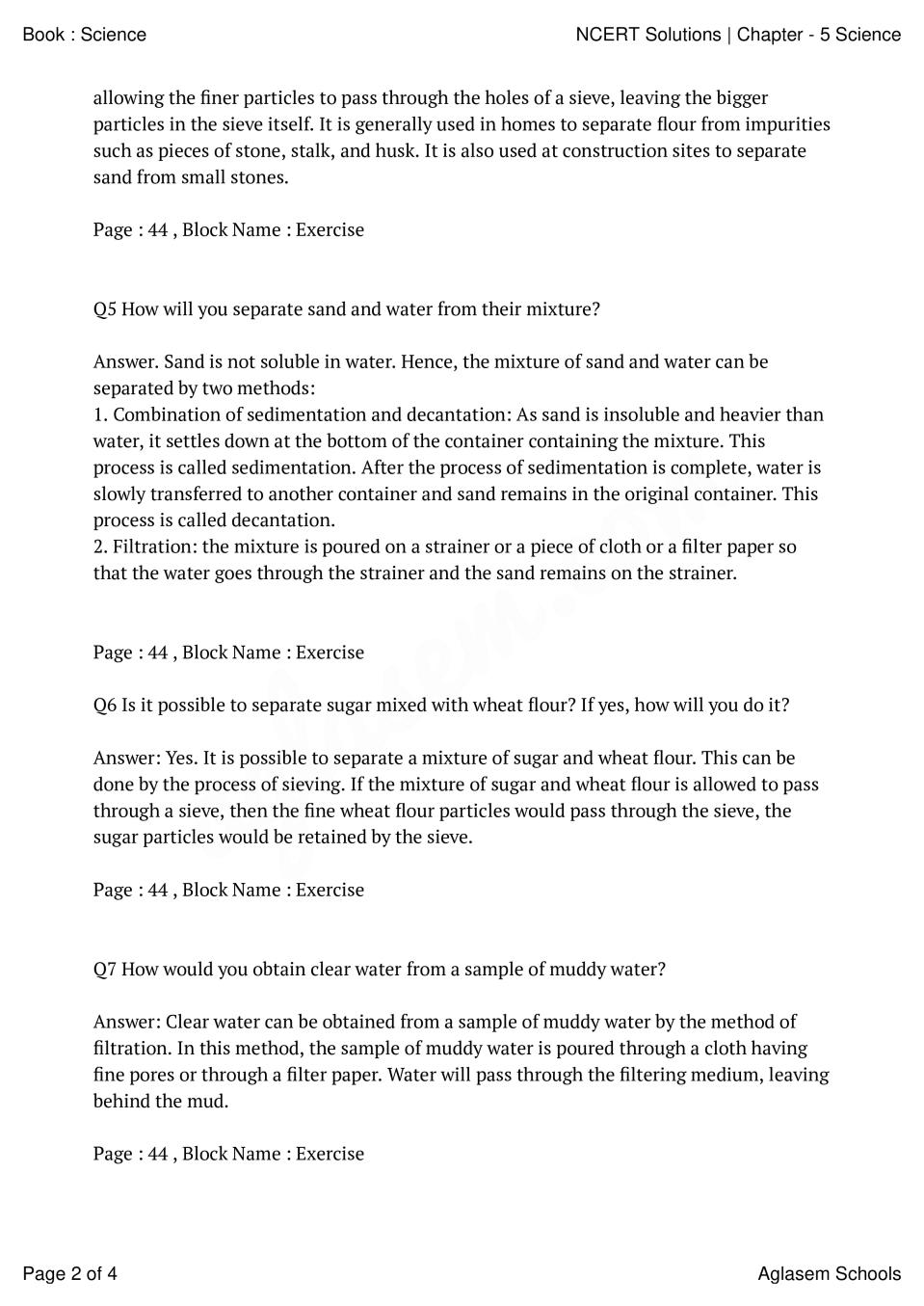 NCERT Solutions For Class 6 Science Chapter 3 Separation Of Substances NCERT Solutions For Class 6 Science Chapter 3 Separation Of Substances