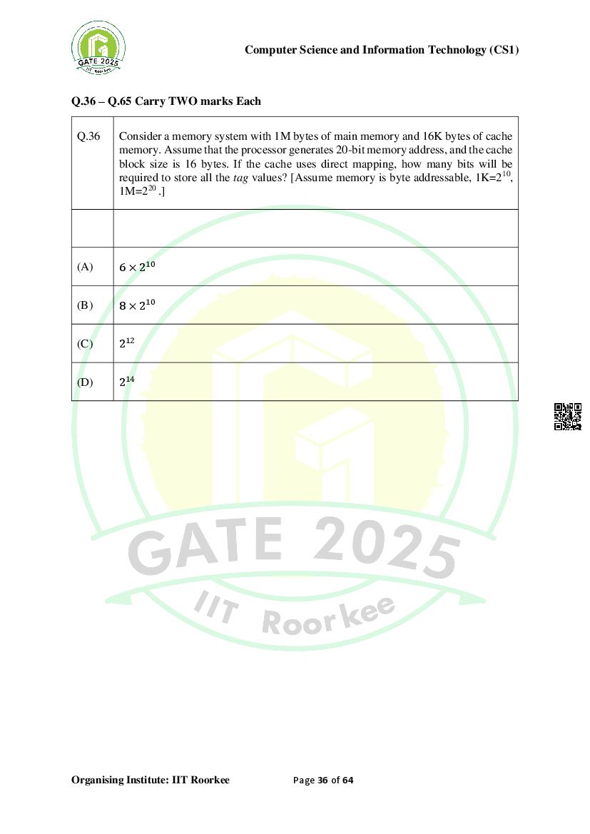 GATE 2025 Question Paper with Answers: PDF Download Now - AglaSem Admission