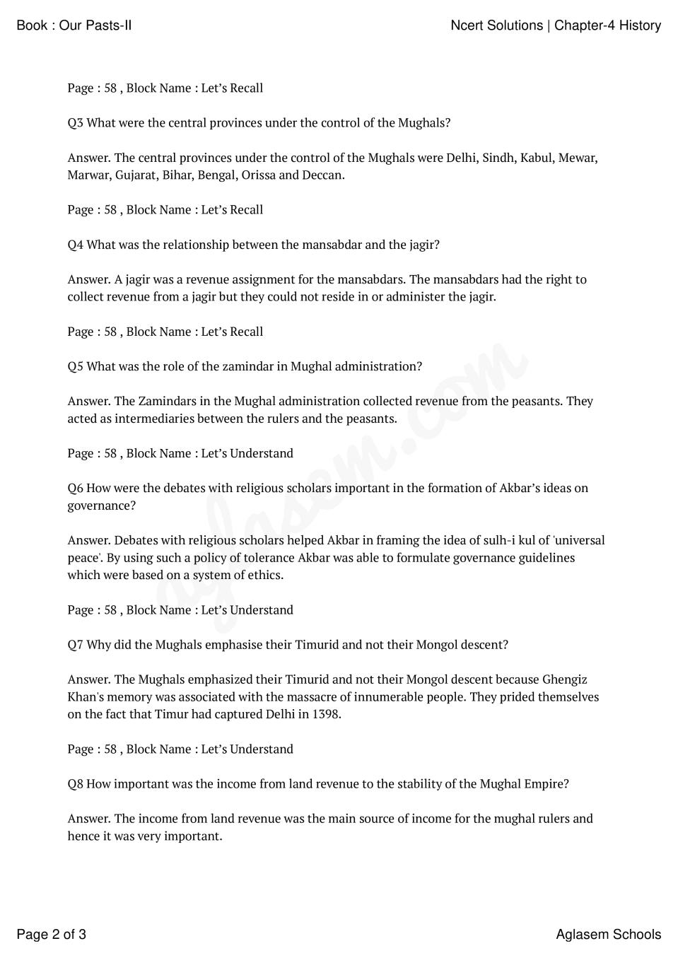 NCERT Solutions 2025 Class 7 History Chapter 4 The Mughals 16th To