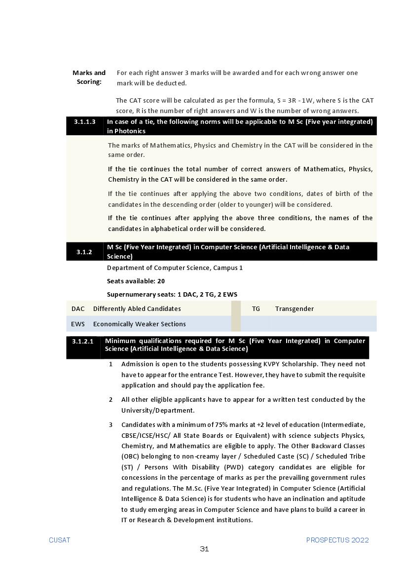CUSAT CAT Syllabus 2022, Exam Pattern - Download PDF