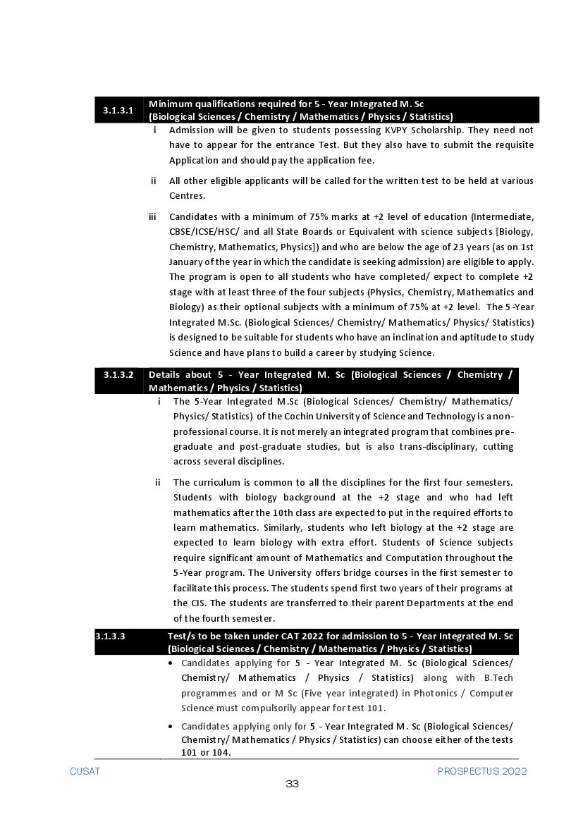 CUSAT CAT Syllabus 2022, Exam Pattern - Download PDF