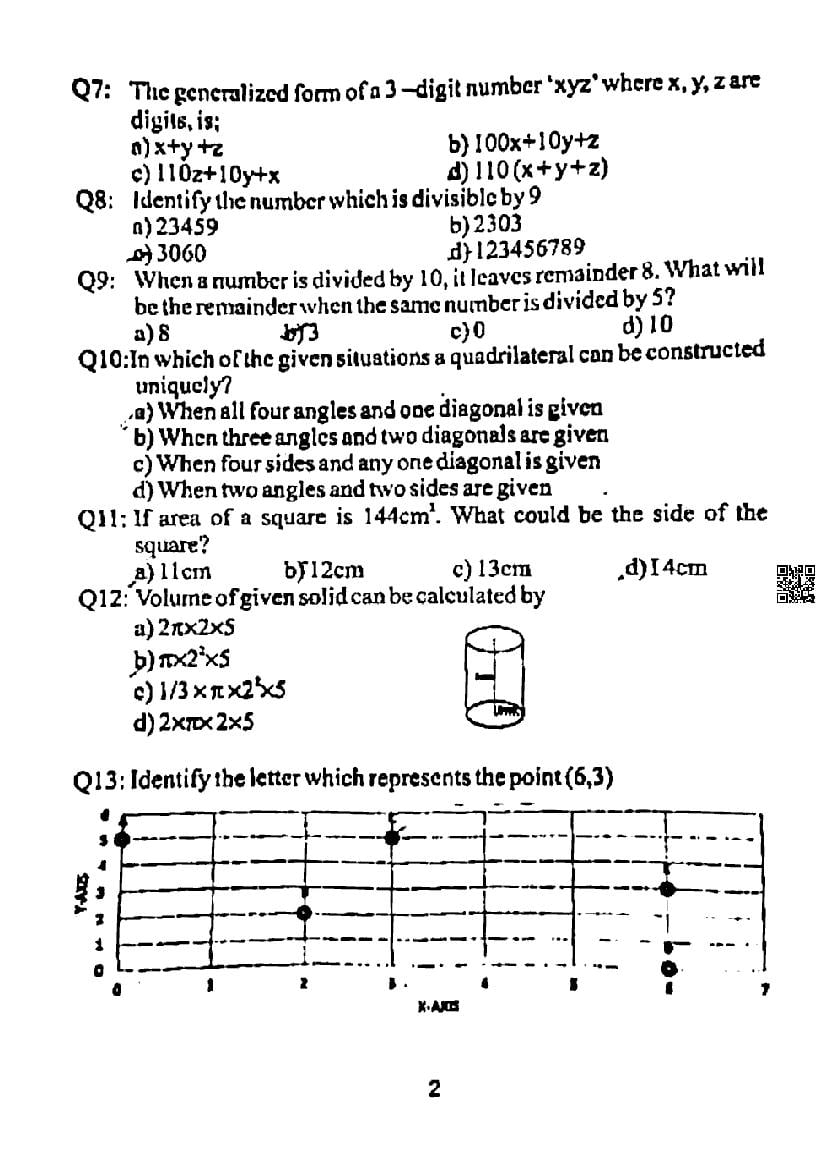 JKBOSE Class 8th Maths Question Paper (PDF) - 2024, 2023, 2022 - AglaSem
