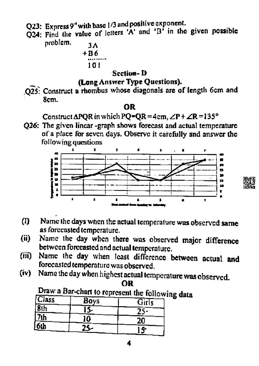 JKBOSE Class 8th Maths Question Paper (PDF) - 2024, 2023, 2022 - AglaSem