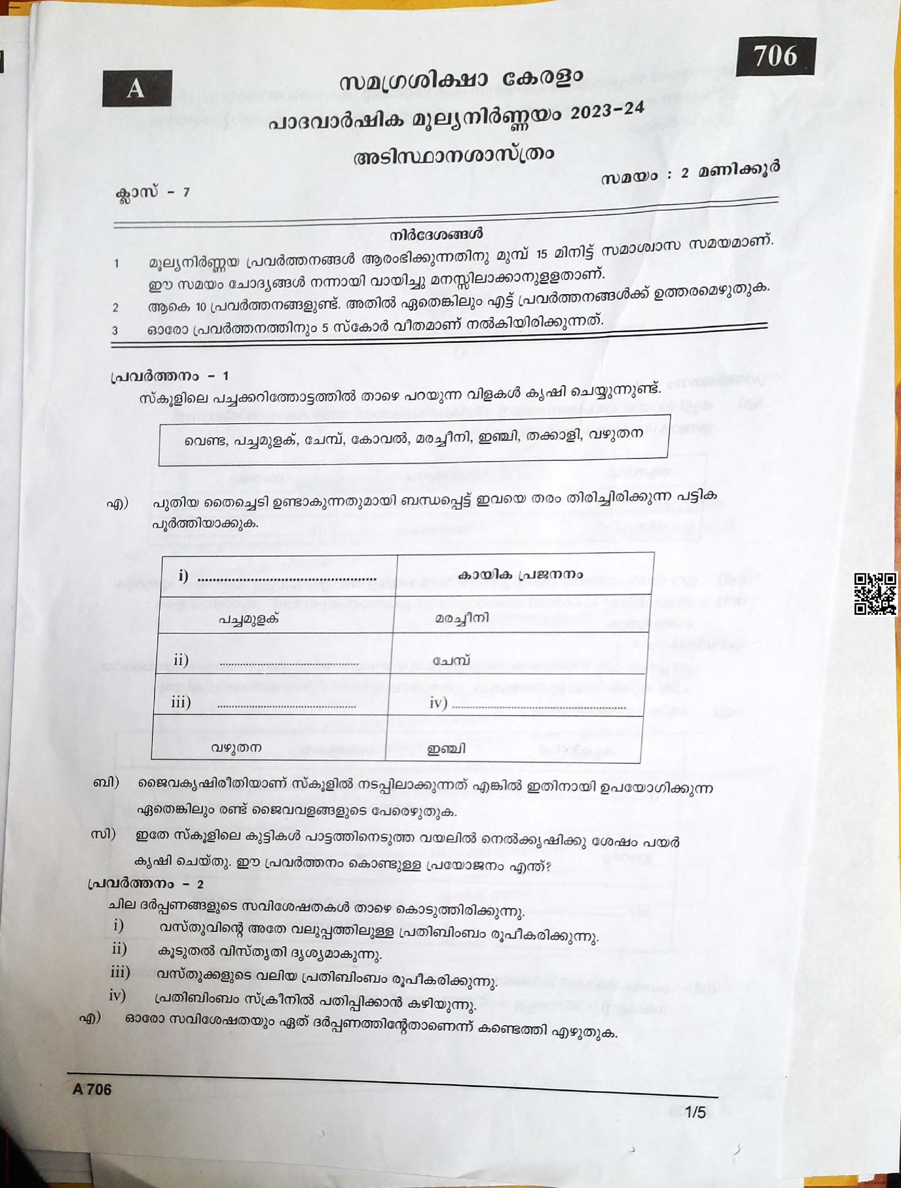 Class 7 Social Science Onam Exam Question Paper 2024 | Kerala Std 7 First Term Social Science ...