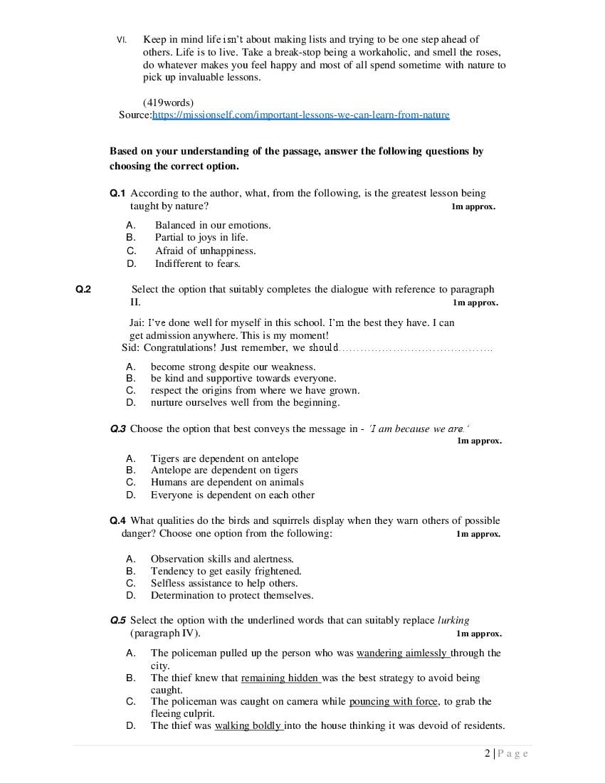 SEBA HSLC English Model Paper 2025 (PDF) - Assam Class 10 English ...