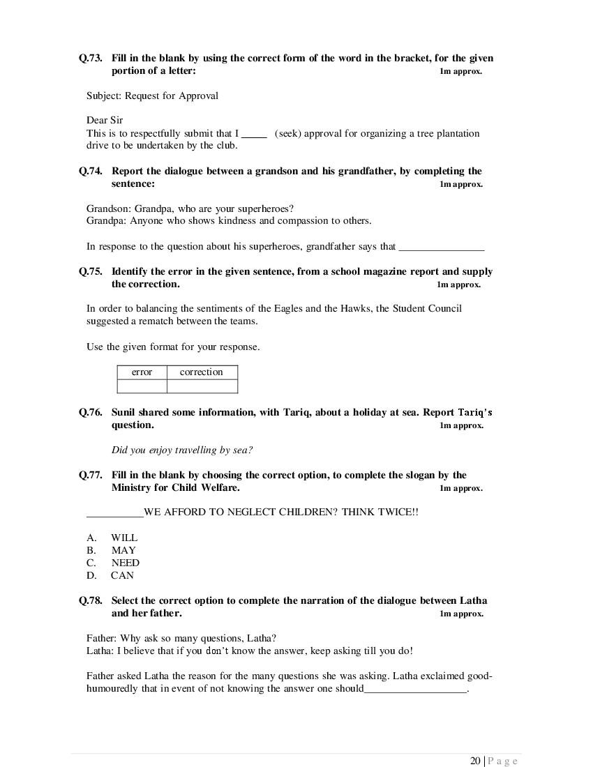 SEBA HSLC English Model Paper 2025 (PDF) - Assam Class 10 English ...