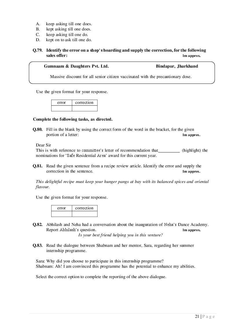 SEBA HSLC English Model Paper 2025 (PDF) - Assam Class 10 English ...