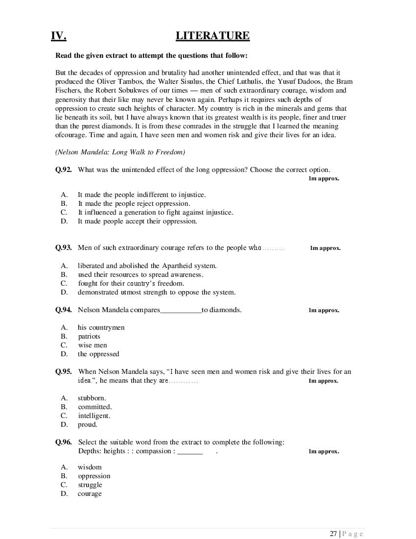 SEBA HSLC English Model Paper 2025 (PDF) - Assam Class 10 English ...